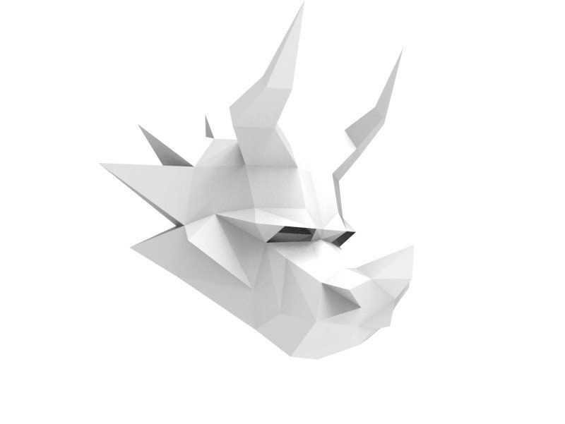 Papercraft Dragon Mask ,low Poly, Papercraft, PDF Template, Polygonal ...