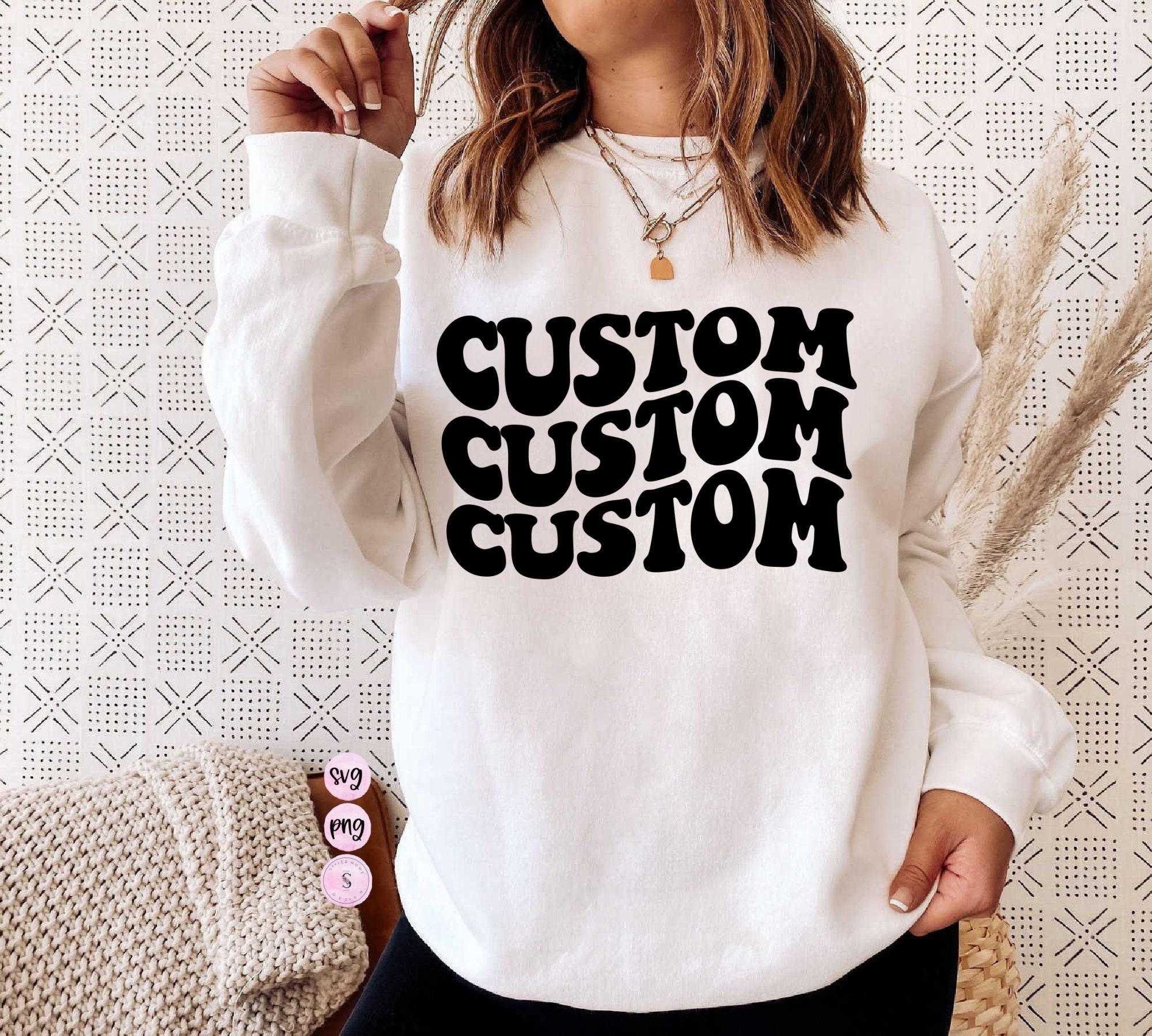 Custom Wavy Stacked SVG Personalized Customized Retro Wavy | Etsy