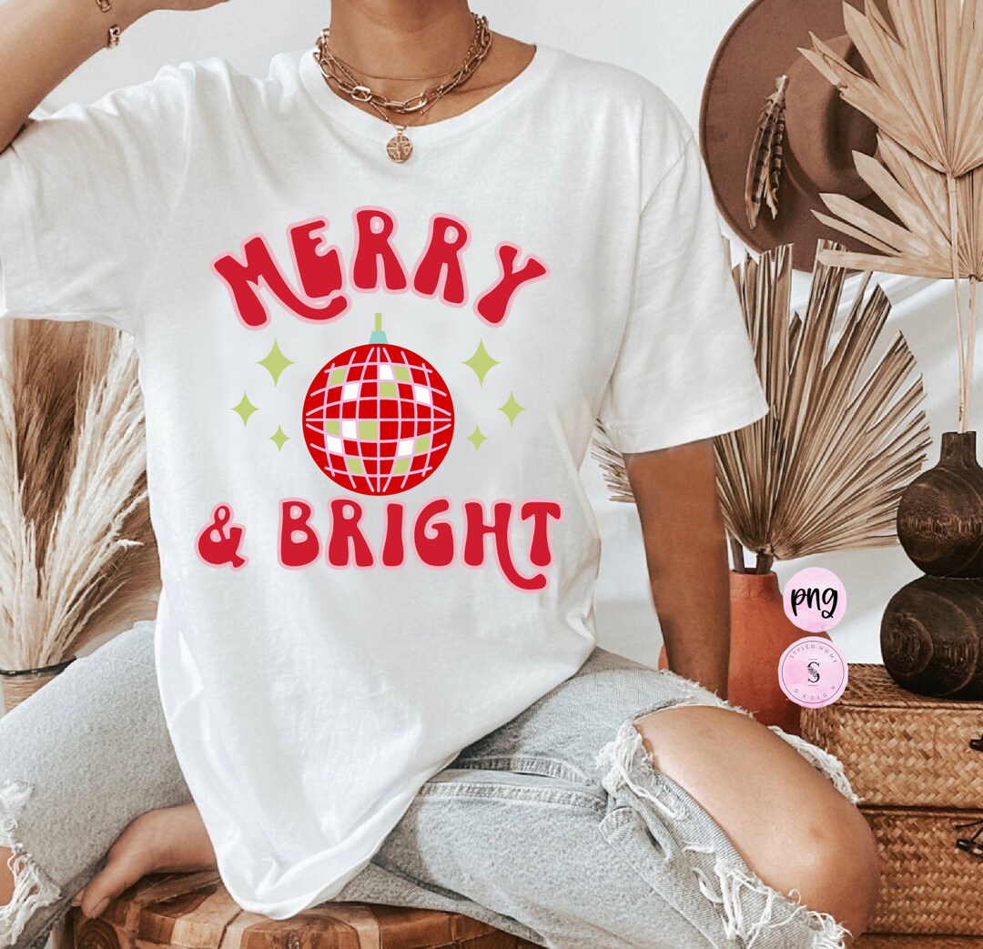 Merry and Bright Disco Ball PNG, Retro Groovy Christmas, Checkered ...