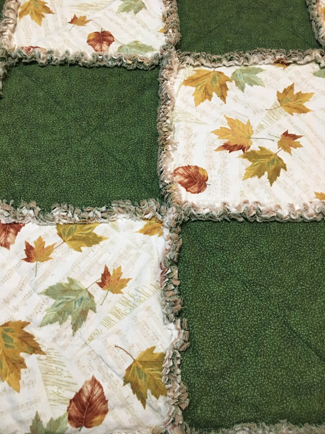 Fall Leaves Rag Quilt, Handmade Cotton Flannel Sofa Throw (53x53) - Etsy