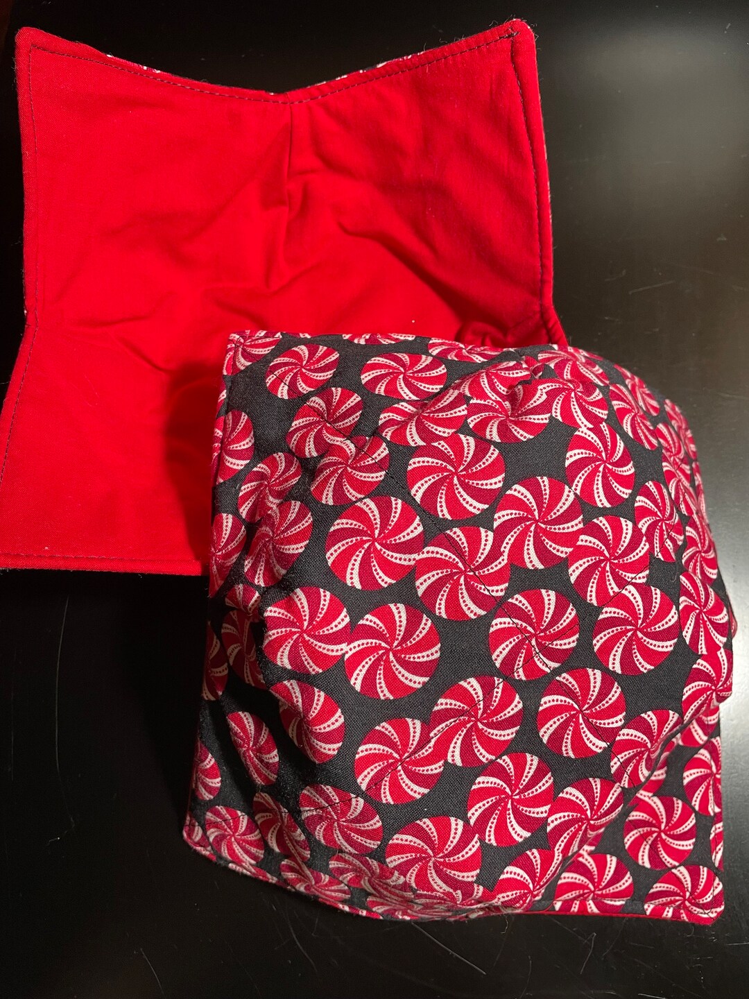 Peppermint Bowl Cozy, Microwave Bowl Cozy, Soup Bowl Cozy, Reversible ...