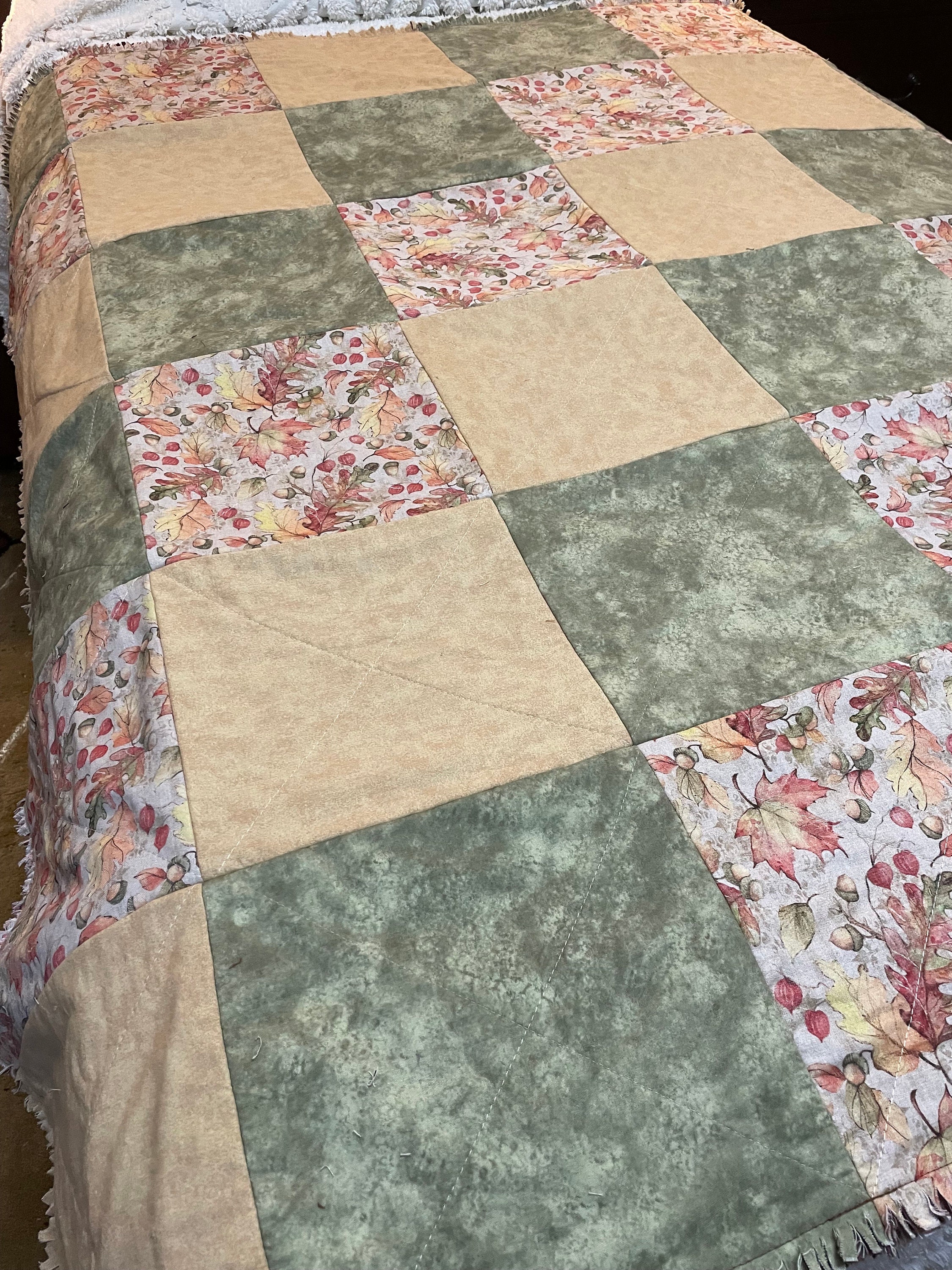 Autumn Leaves and Acorns 2 Rag Quilt Sofa Throw Fall Rag - Etsy