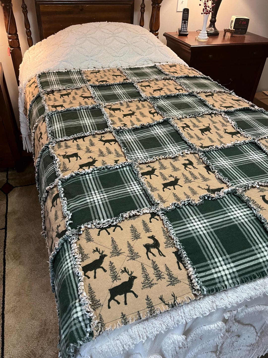 Deer Rag Quilt, Sofa Rag Quilt, Sofa Throw, Rag Quilt, Sofa Rag Quilt ...