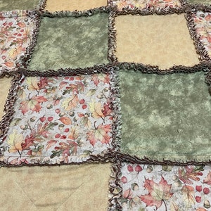 Autumn Leaves and Acorns 2 Rag Quilt, Sofa Throw, Fall Rag Quilt ...