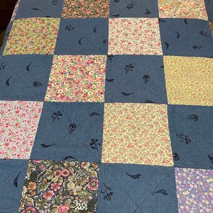 Vintage Floral Sofa Throw, Sofa Rag Quilt, Sofa Throw, Farmhouse ...