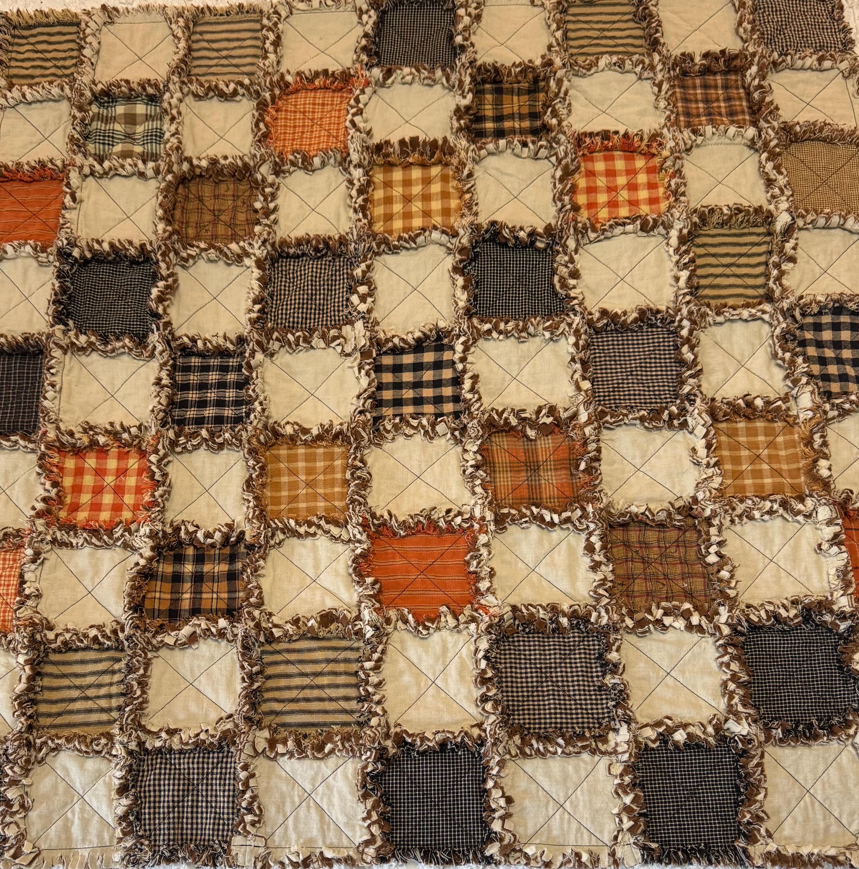 Homespun Rag Table Topper, Primitive Farmhouse Decor, 33" Square - Etsy