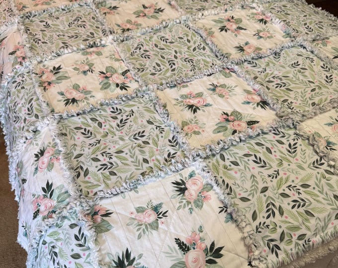 Garden Sofa Rag Quilt, Sofa Throw, Farmhouse Rag Quilt, Farmhouse ...