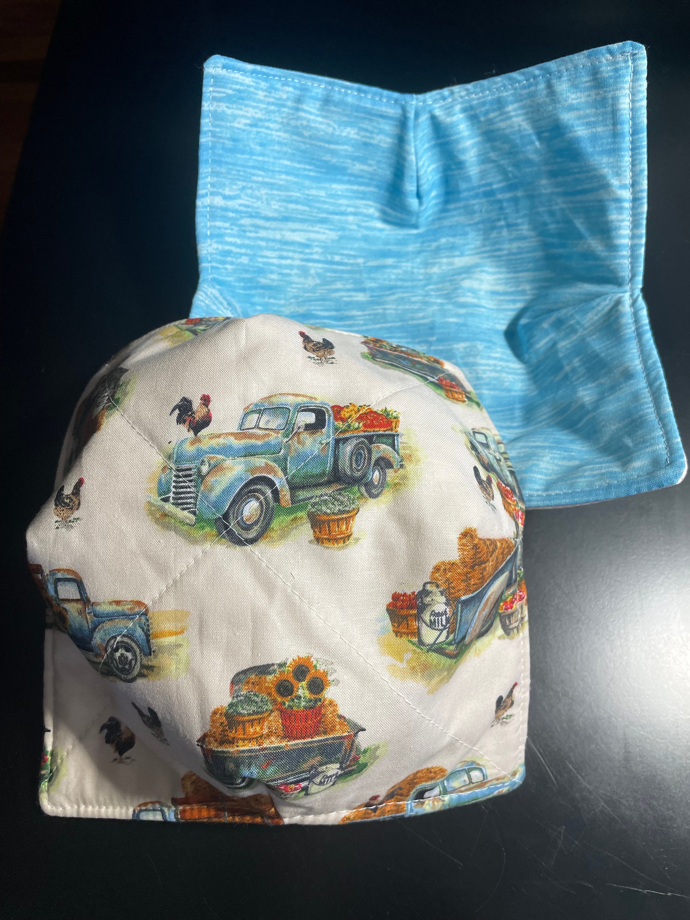 Blue Truck Microwave Bowl Cozy, Microwave Bowl Holder, Soup Bowl Cozy ...