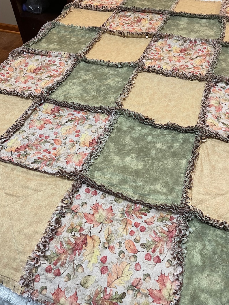 Autumn Leaves and Acorns 2 Rag Quilt Sofa Throw Fall Rag - Etsy