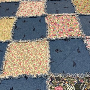 Vintage Floral Sofa Throw, Sofa Rag Quilt, Sofa Throw, Farmhouse ...