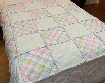Garden Sofa Rag Quilt, Sofa Throw, Farmhouse Rag Quilt, Farmhouse ...