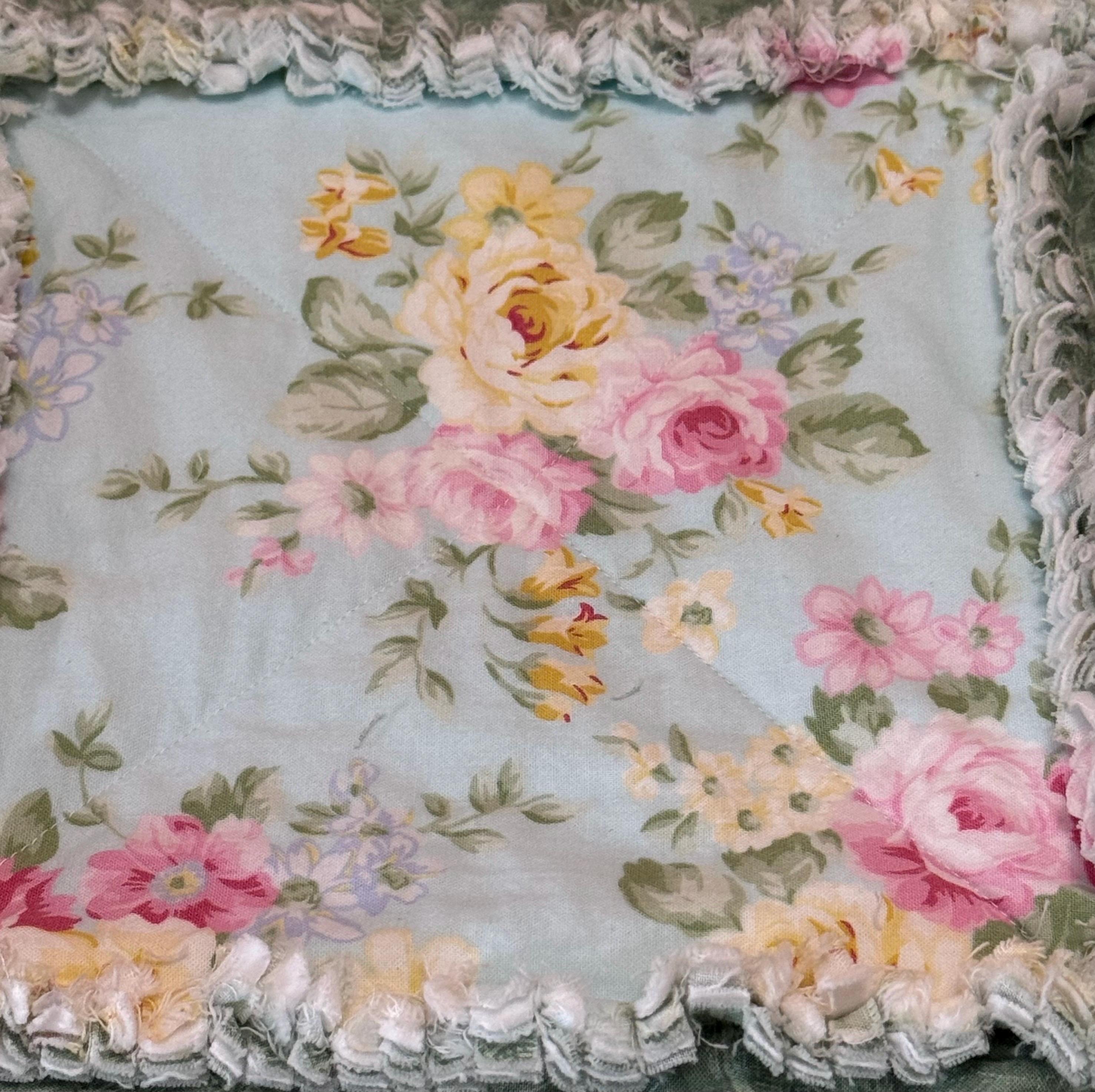 Garden #2 Sofa Rag Quilt, Sofa Throw, Farmhouse Rag Quilt, Cottage Core ...