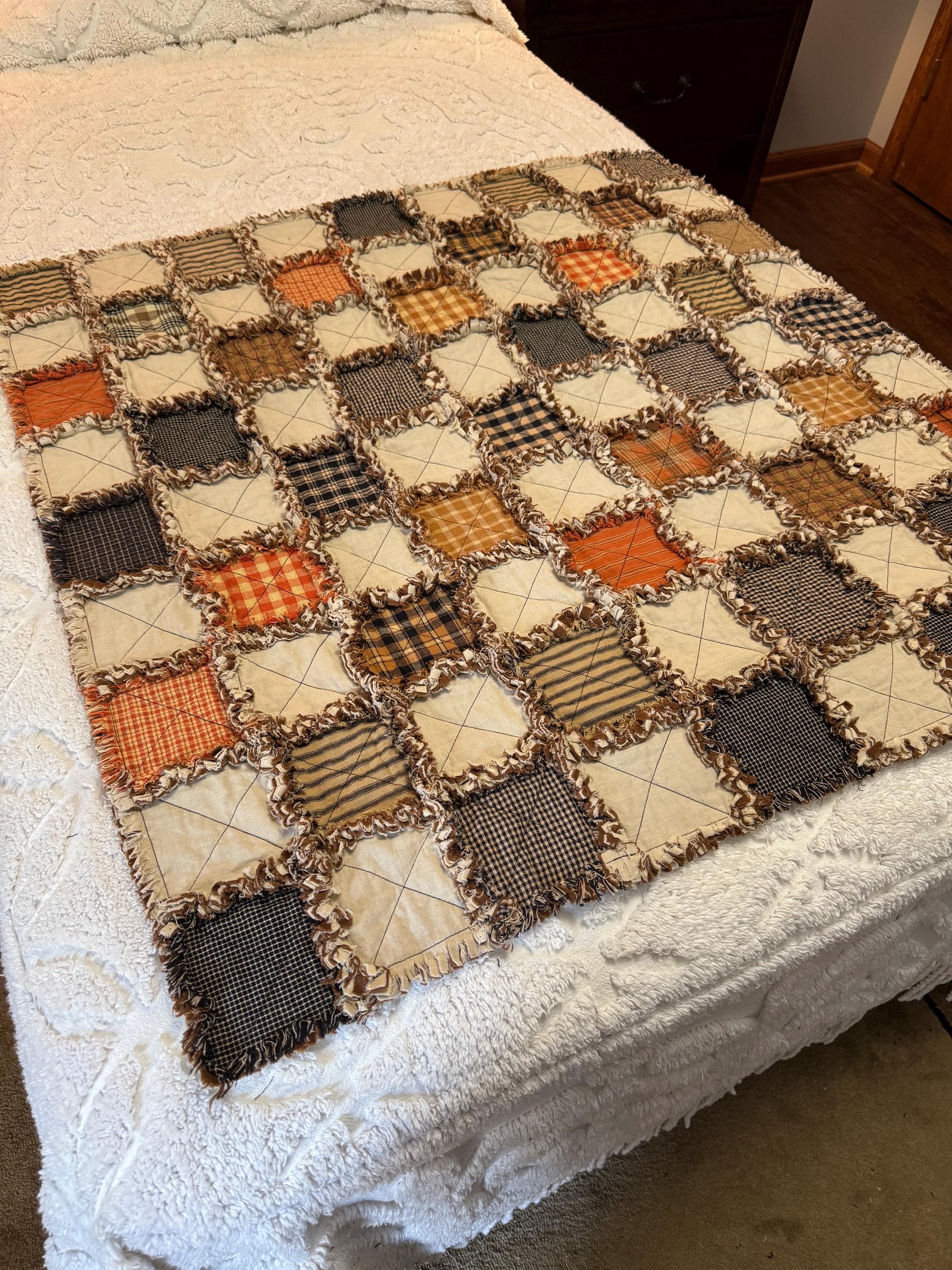 Primitive Rag Table Square #4, Primitive Table Topper, Handmade ...
