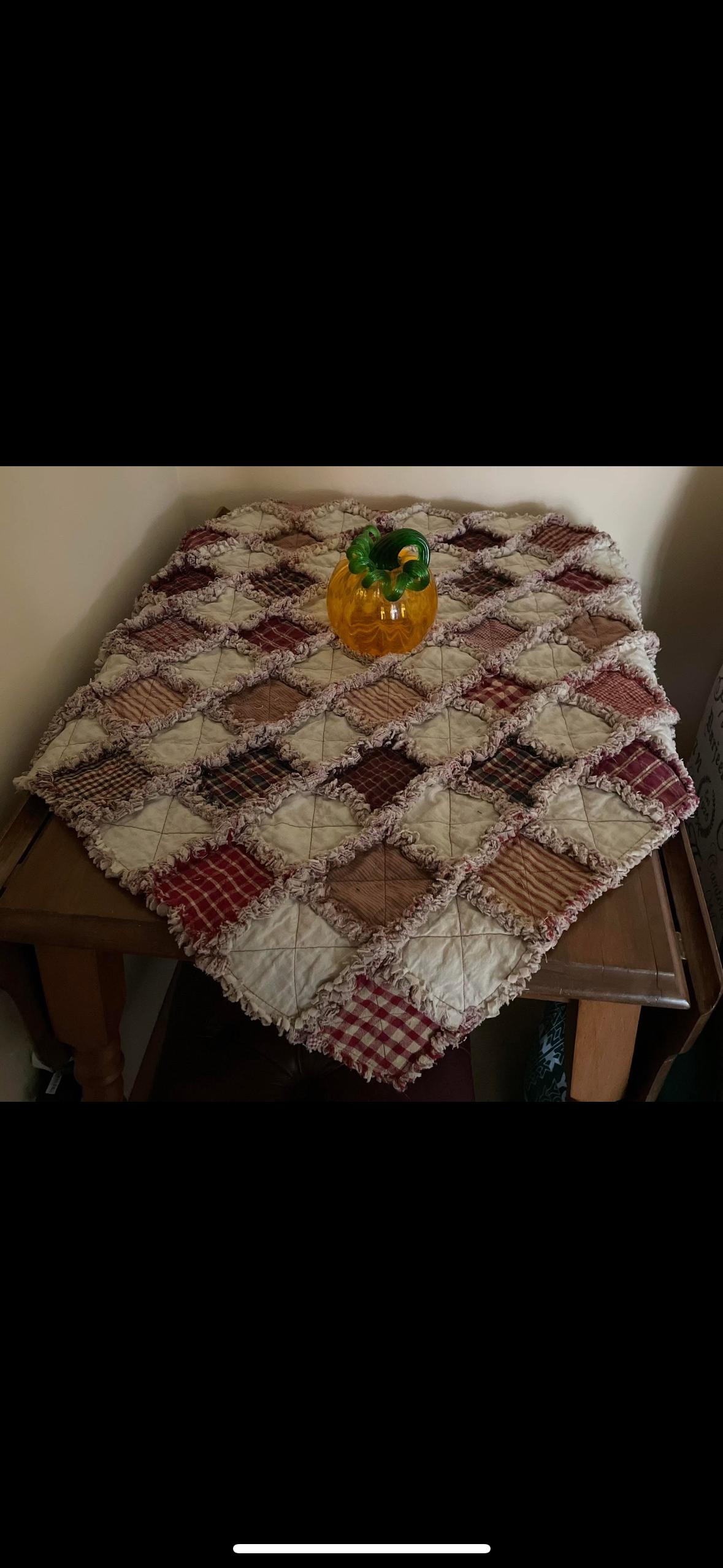Primitive Rag Table Square #4, Primitive Table Topper, Handmade ...