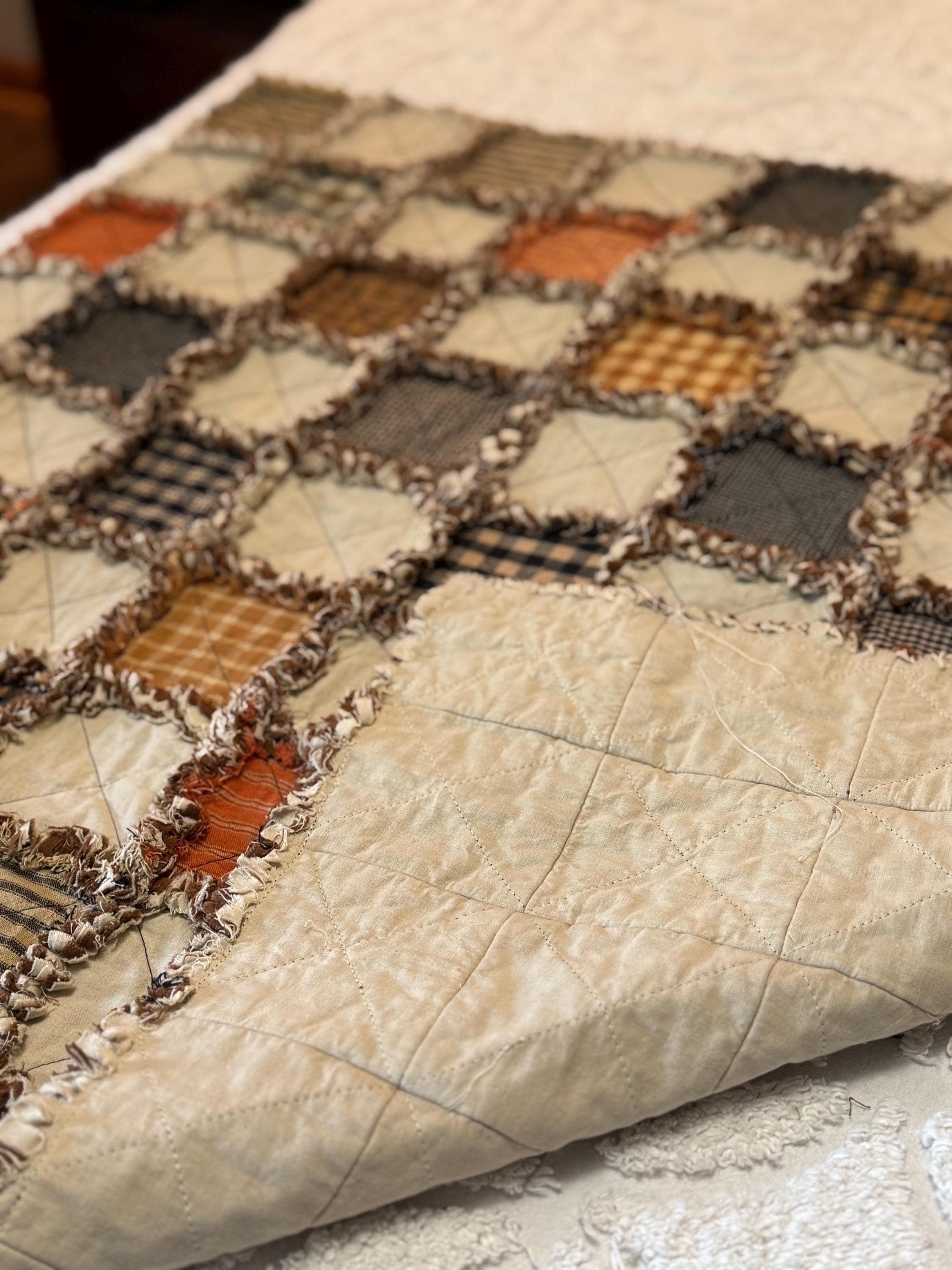 Homespun Rag Table Topper, Primitive Farmhouse Decor, 33" Square - Etsy