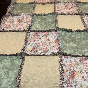 Autumn Leaves and Acorns 2 Rag Quilt, Sofa Throw, Fall Rag Quilt ...