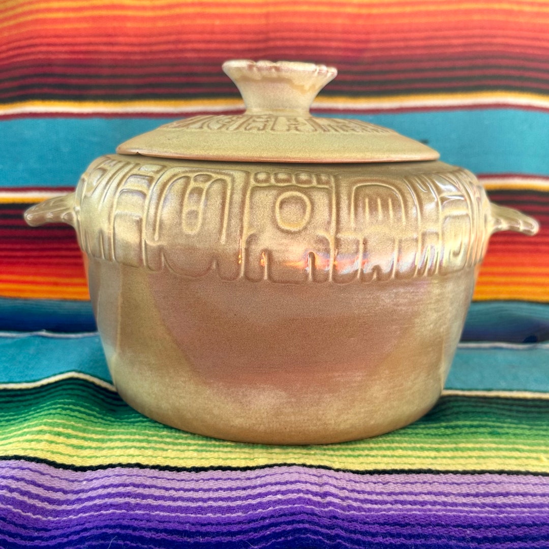 Frankoma Aztec Mayan Casserole Dish With Lid, 7W in Desert Gold ...