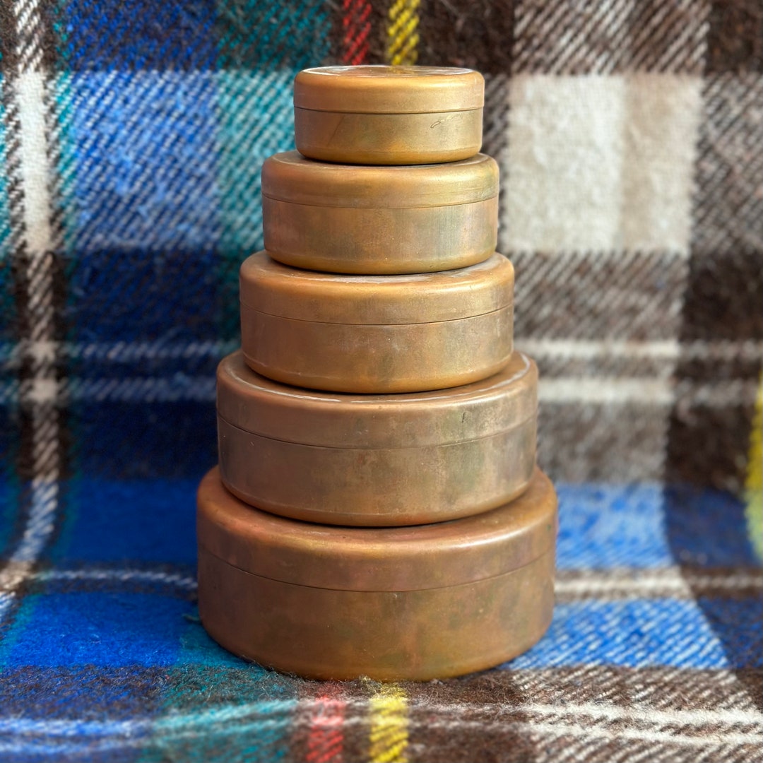 Brass Copper Round Stacking Boxes Vintage Metal Home Decor - Etsy