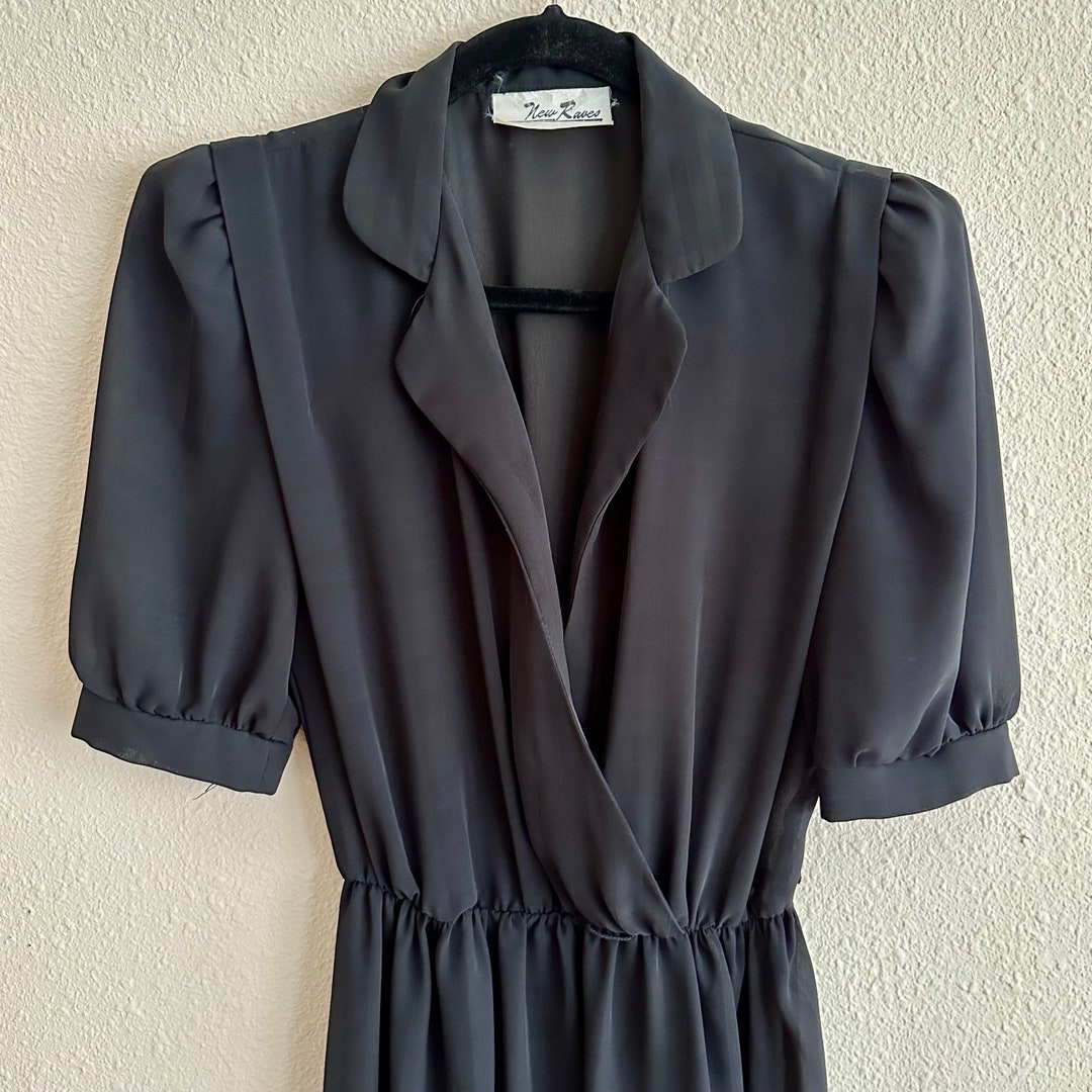 Black Sheer Collared Dress by New Raves, Size S/M, Women's Western ...