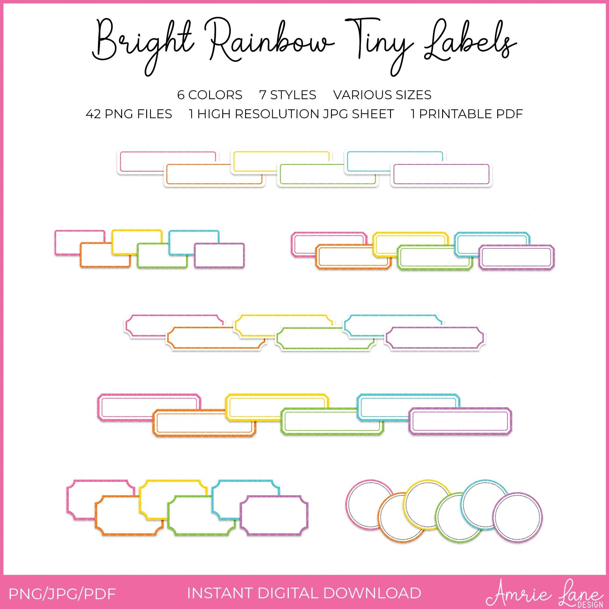 Bright Digital Printable Stickers in Various Sizes & Styles, Small ...