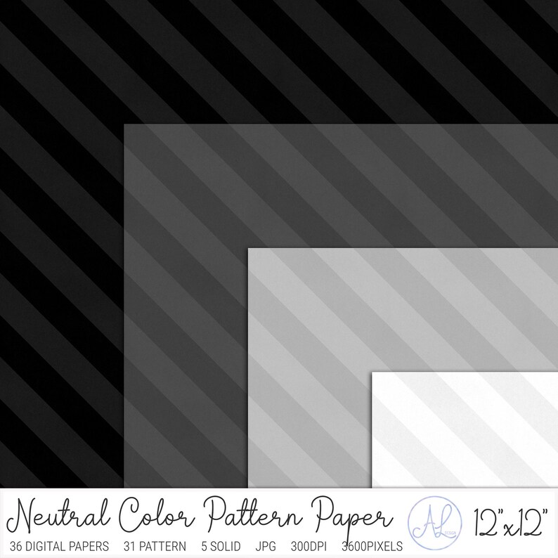 Printable Black White & Gray Digital Papers 12x12 Neutral - Etsy Australia
