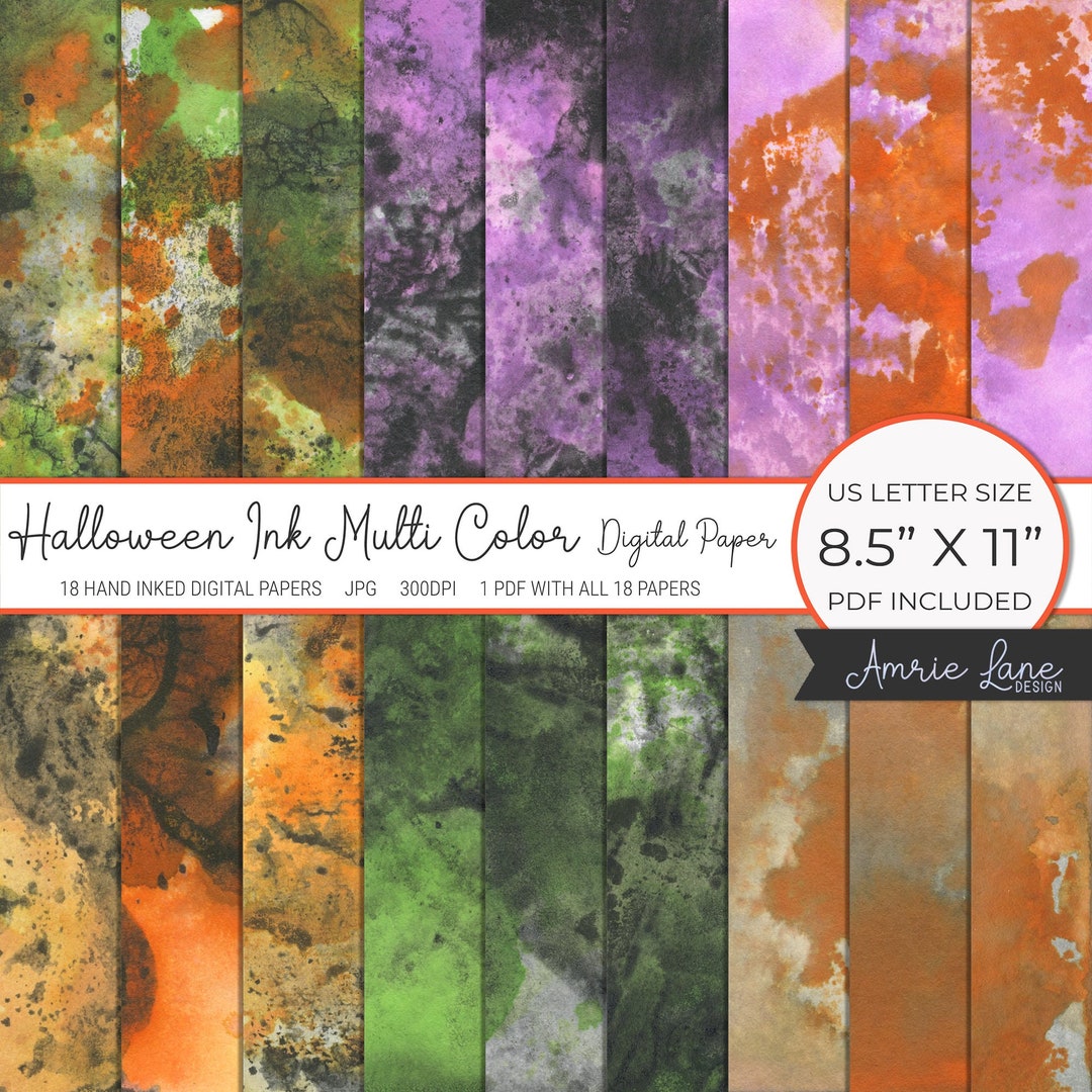 8.5x11 Halloween Mixed Media Digital Paper US Letter Abstract - Etsy