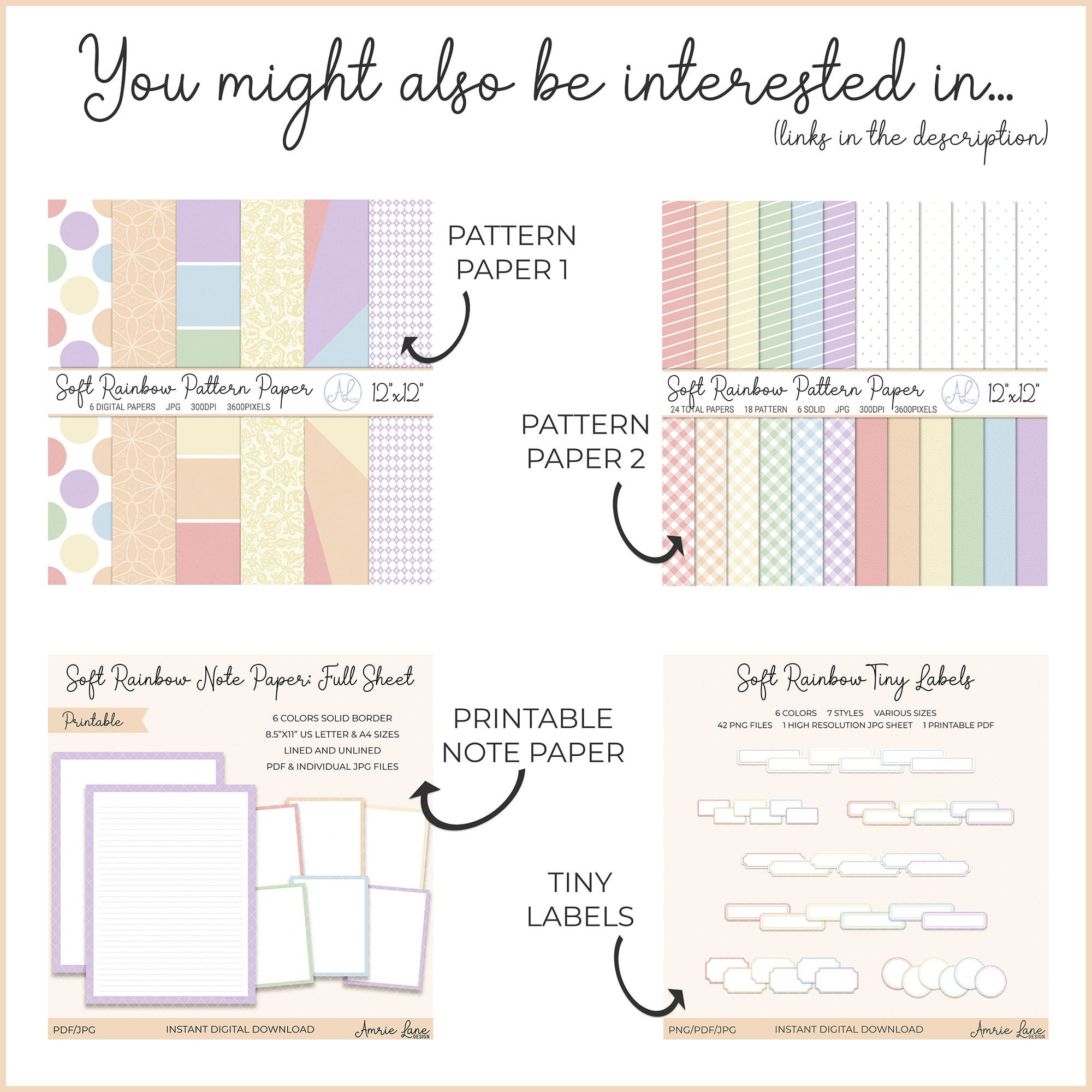 Light Pastel Digital Alphabet Clip Art for Scrapbooks, Card Making ...