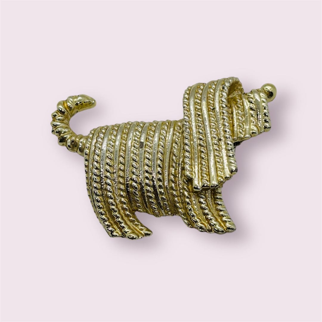 SARAH COVENTRY Gold Tone Textured Komondor Lhasa Apso Puli Figural ...