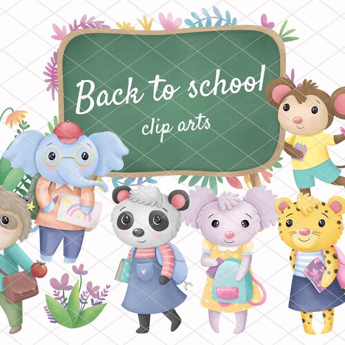 Watercolor Back to School Clipart Forest Animals Watercolor - Etsy