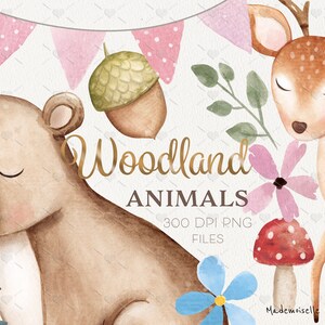 Cute Forest Animals Watercolor Clipart Set. Woodland Watercolor Animals ...