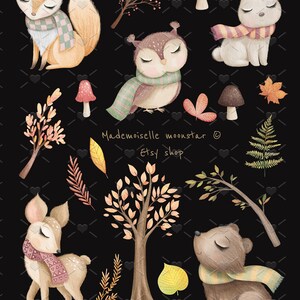 Autumn Forest Animals Clipart Set. Woodland Animals in Autumn Forest ...