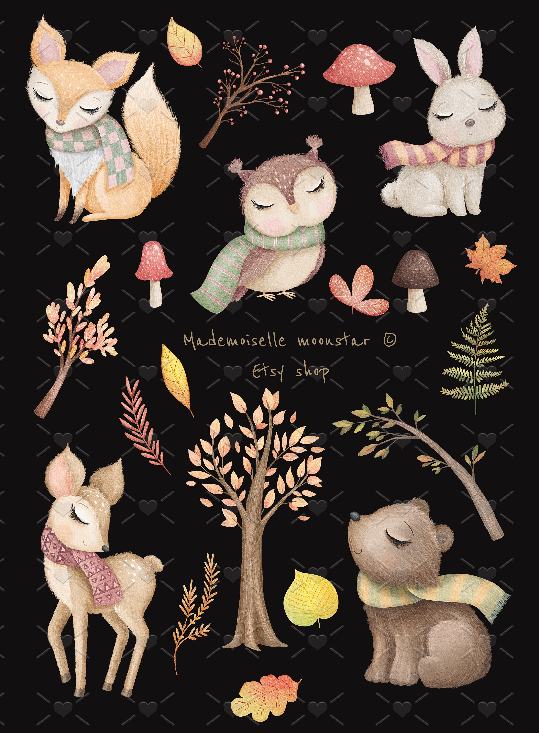 Autumn Forest Animals Clipart Set. Woodland Animals in Autumn - Etsy