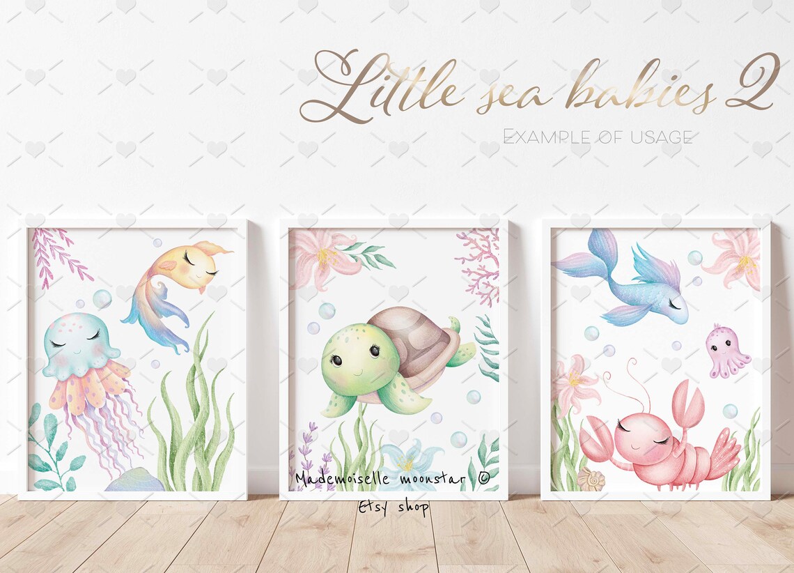 Little Sea Animals Clipart Part 2. Cute Sea Creatures - Etsy