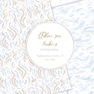 Digital Paper Blue Sea Animals. Nursery Boy Digital Paper Set. JPG ...
