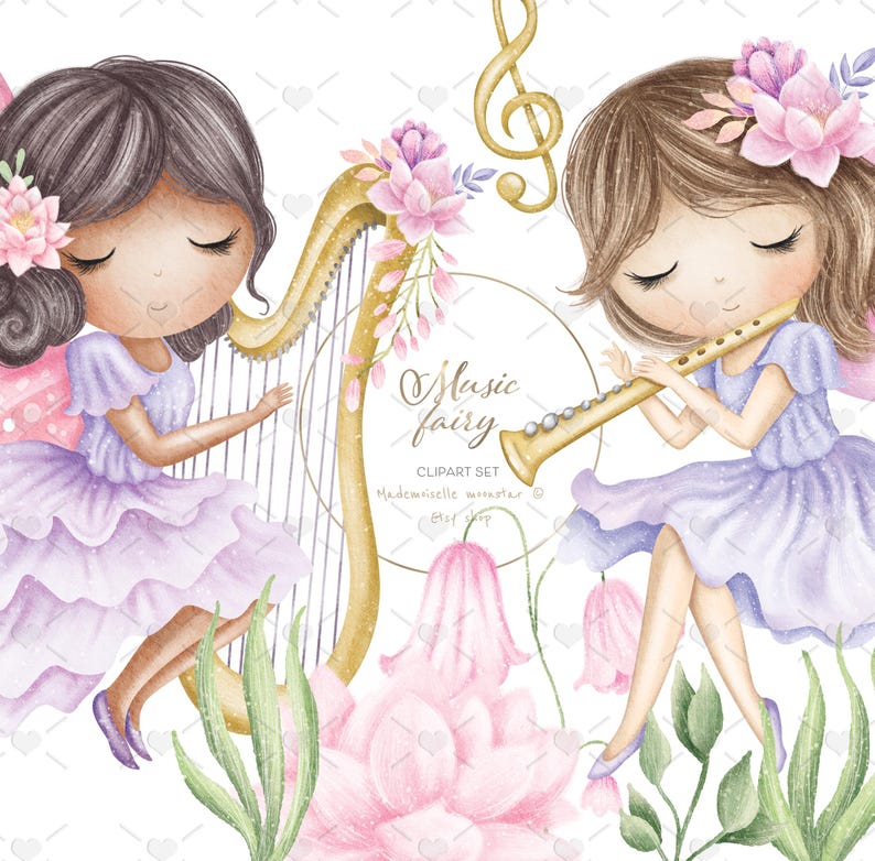 Music Fairies Clipart Set. 35 PNG Files. Instant Download. Enchanted ...