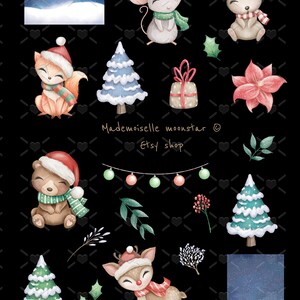 Christmas Forest Animals Clipart. Winter Wonderland. Woodland Animals ...
