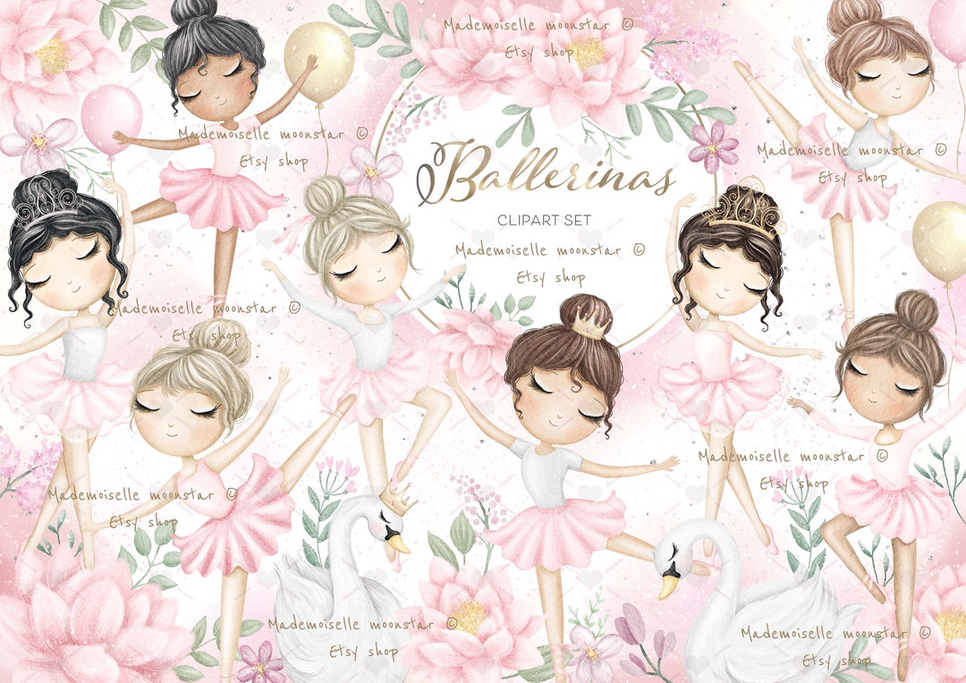 Cute Ballerina Clipart. Ballet Watercolor Clipart. Swan Clipart. Tutu ...