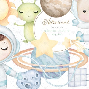 Cute Astronaut Boy Clipart. Teddy Bear, Cat, Bunny Space. Watercolor ...
