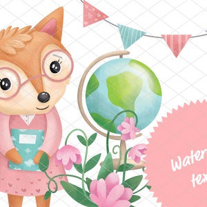 Watercolor Back to School Clipart, Forest Animals, Watercolor School ...