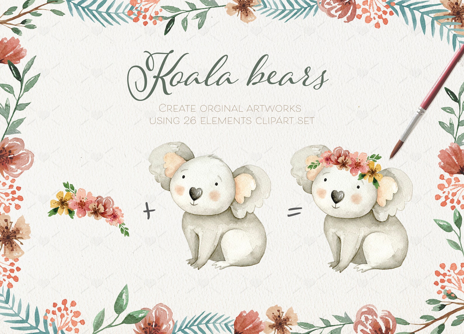 Koala Bear Watercolor Clipart Set. Cute Baby Koala Nursery - Etsy