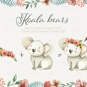 Koala Bear Watercolor Clipart Set. Cute Baby Koala, Nursery Decor ...