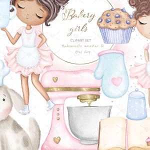 Baker Girls Clipart Set. Bakery, Sweets, Cookies, Kitchen PNG ...