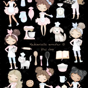 Baker Girls Clipart Set. Bakery, Sweets, Cookies, Kitchen PNG ...