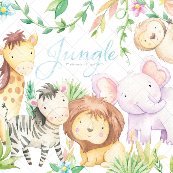 Jungle Animal Clipart - Etsy