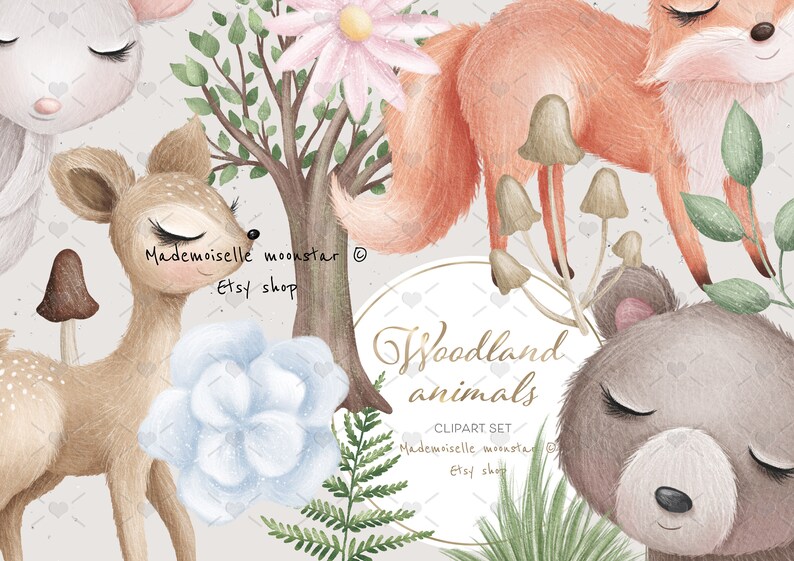 Cute Forest Animals Clipart Woodland Animals Clipart. 300 Dpi - Etsy
