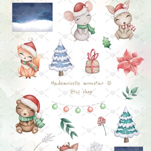 Christmas Forest Animals Clipart. Winter Wonderland. Woodland Animals ...