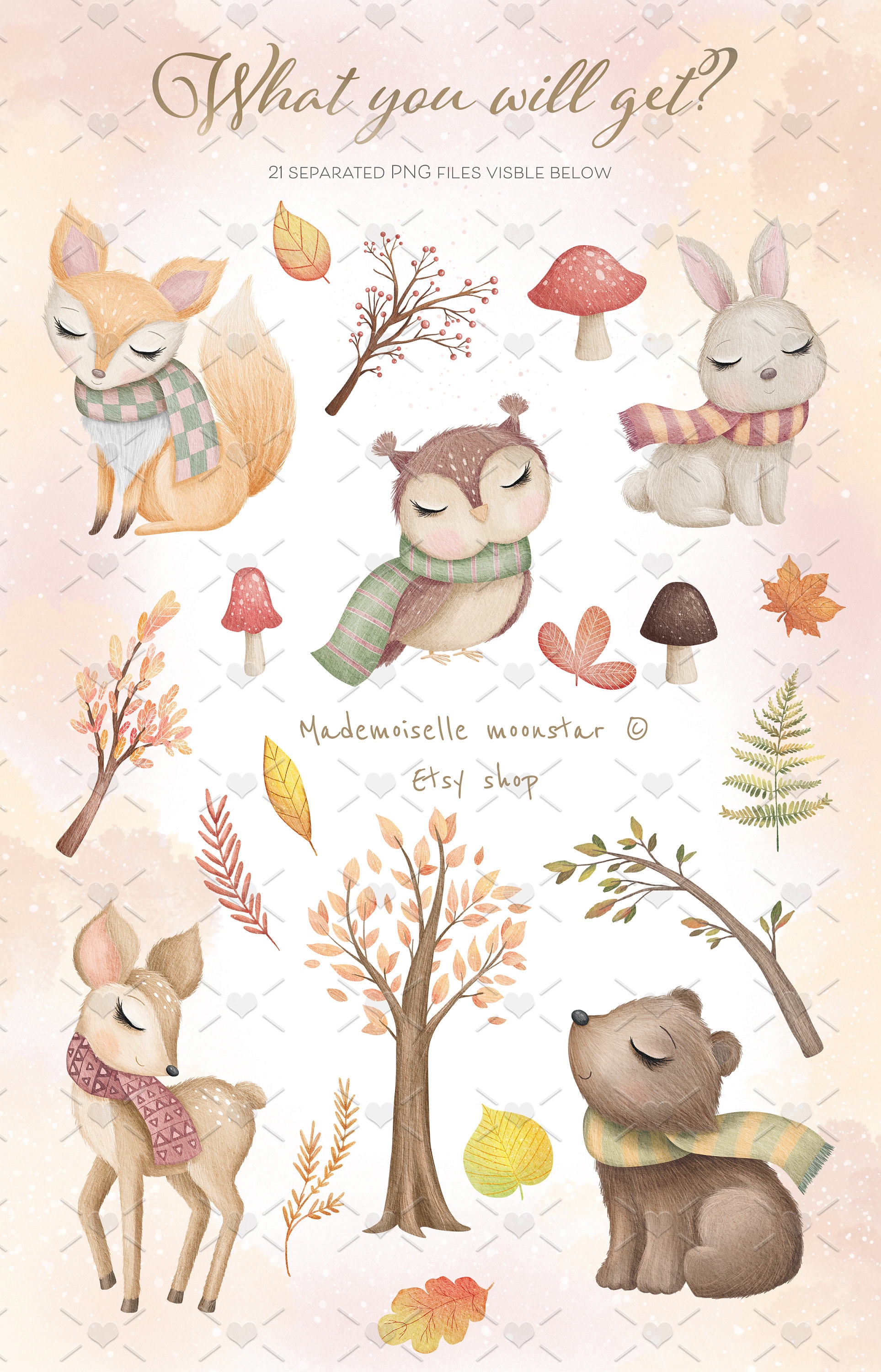 Autumn Forest Animals Clipart Set. Woodland Animals in Autumn - Etsy