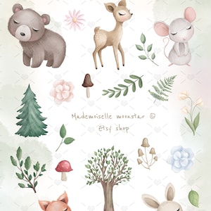 Cute Forest Animals Clipart, Woodland Animals Clipart. 300 Dpi PNG ...
