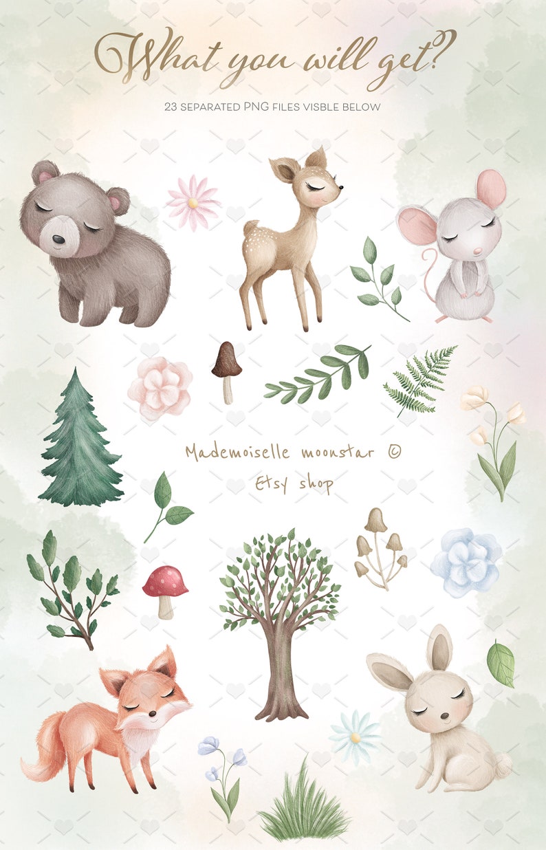 Cute Forest Animals Clipart Woodland Animals Clipart. 300 Dpi - Etsy