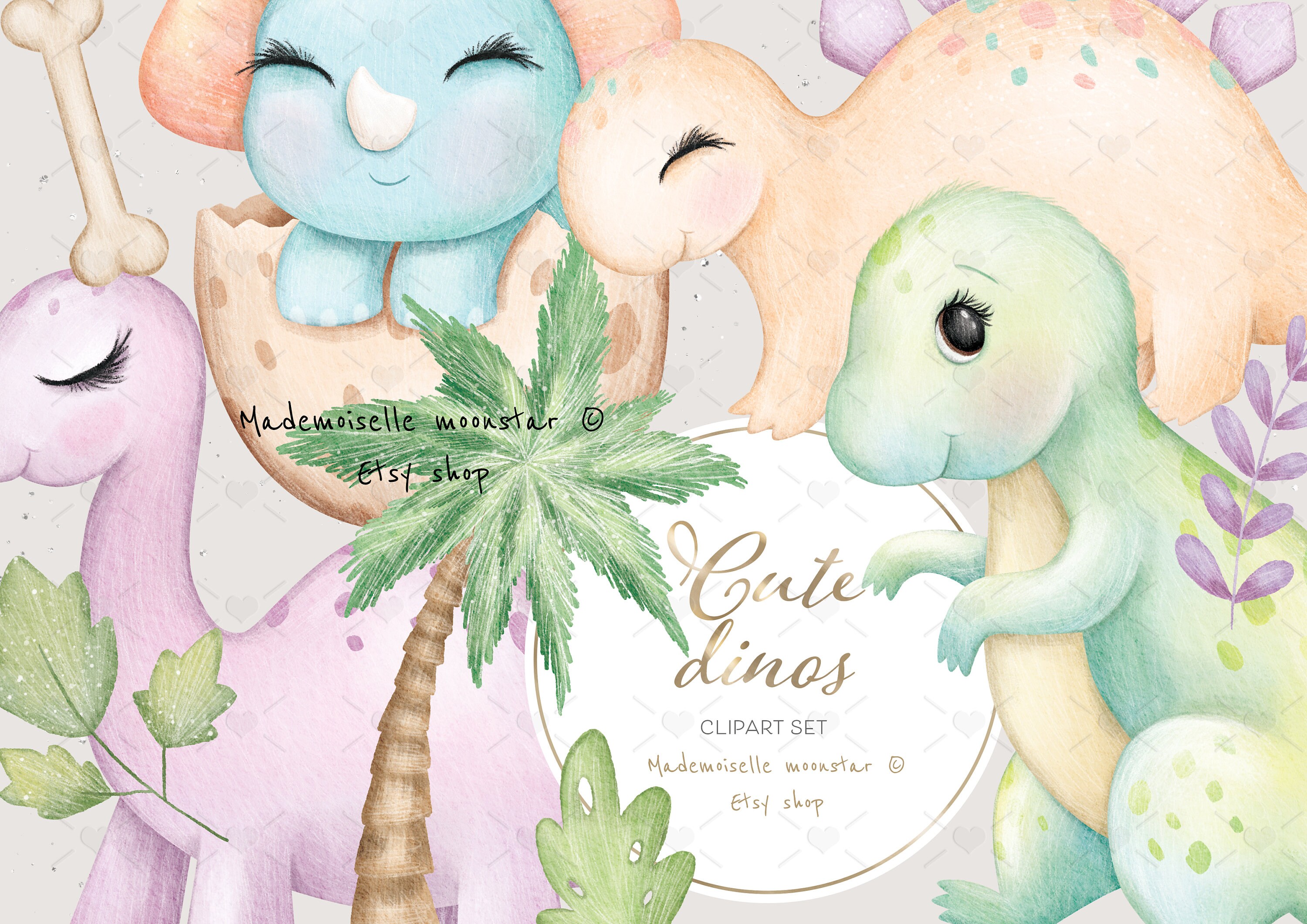 Cute Dinosaurs Babies Clipart Set. 300 Dpi PNG Files. Digital - Etsy